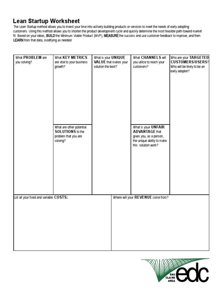 Lean Startup Worksheet: VALUE That Makes Your Customers/Users? | PDF