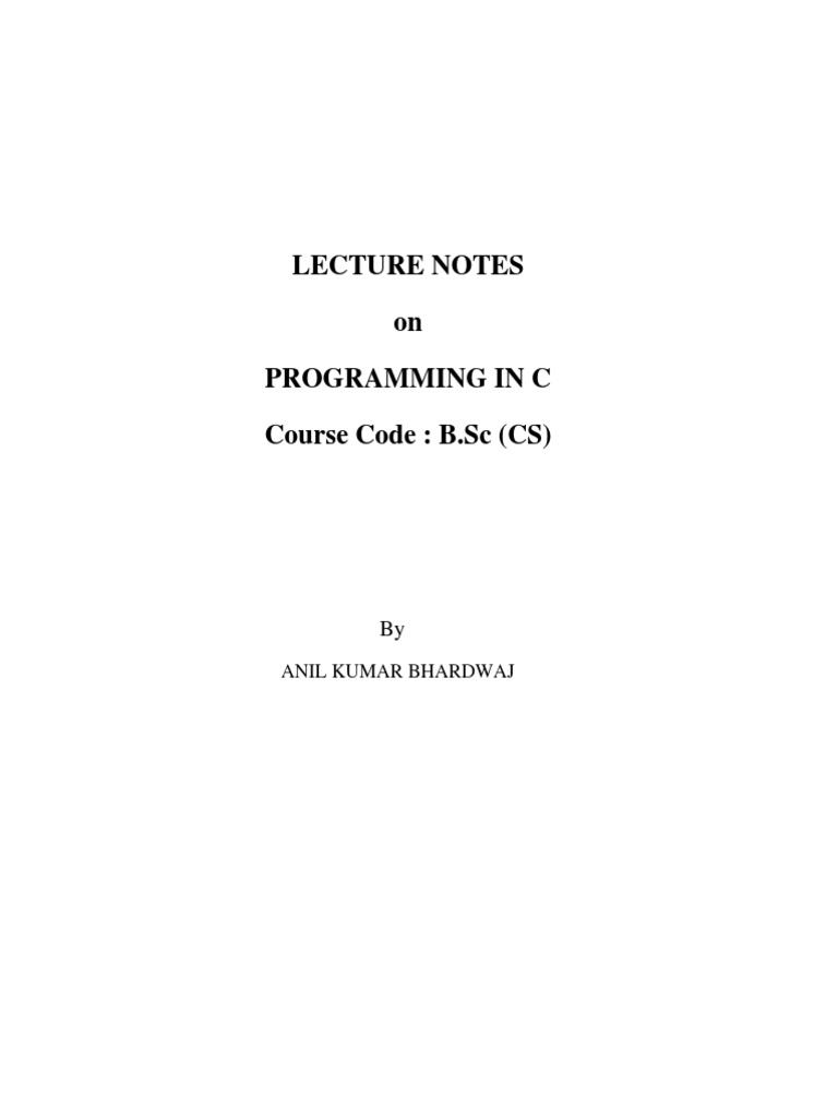 C Notes Final For B.SC | PDF
