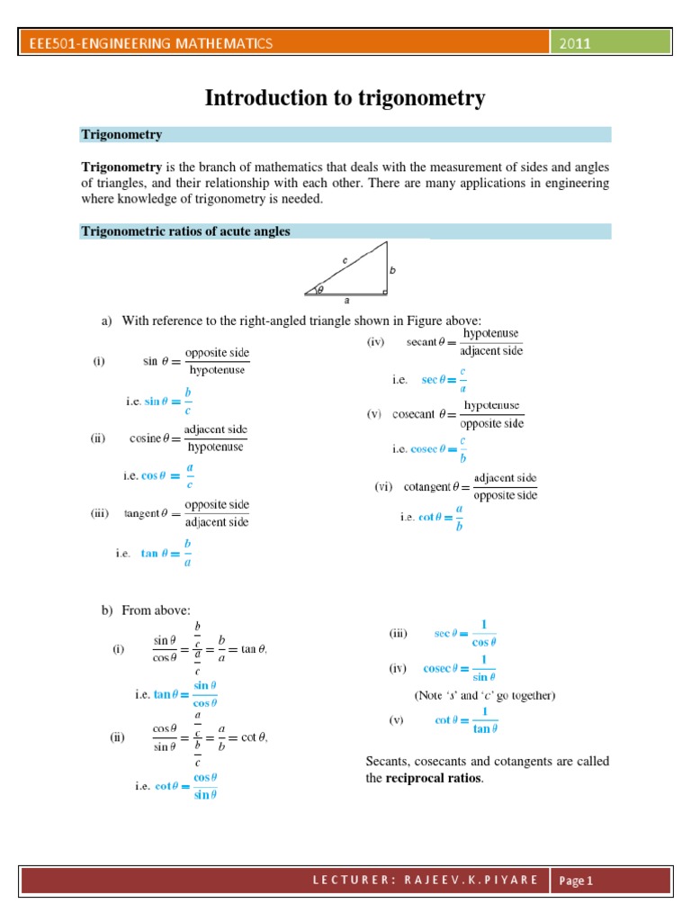 Topic 7 - Trigonometry | PDF | Trigonometry | Trigonometric Functions