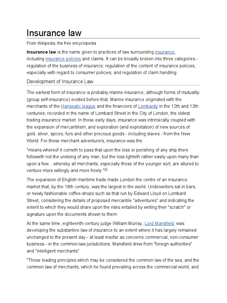 Development of Insurance Law | PDF | Life Insurance | Insurance