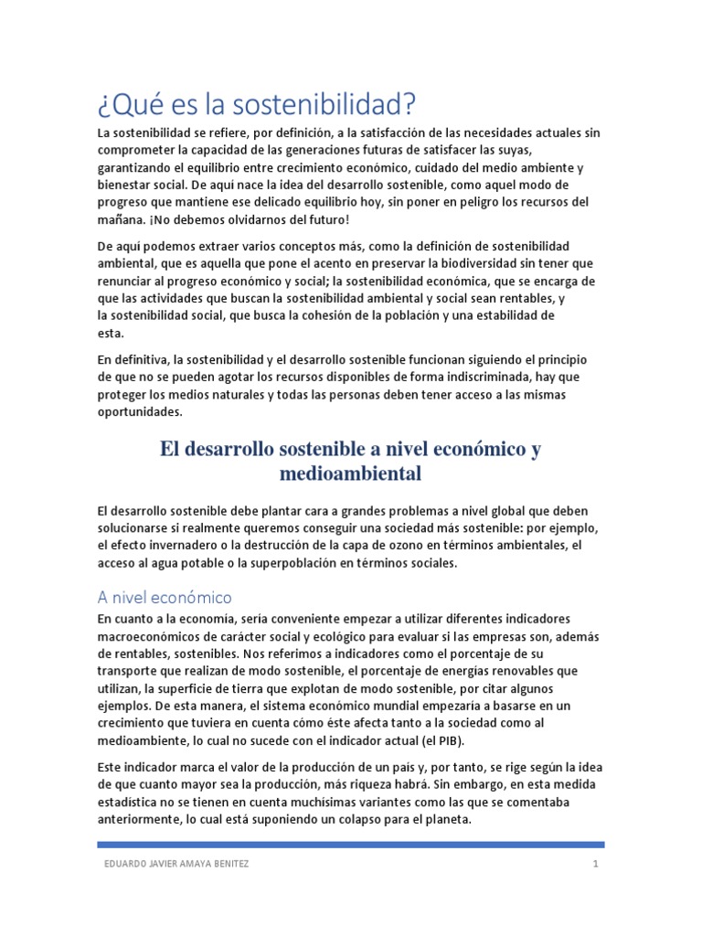 Qué es la sostenibilidad | PDF | Desarrollo sostenible | Sustentabilidad