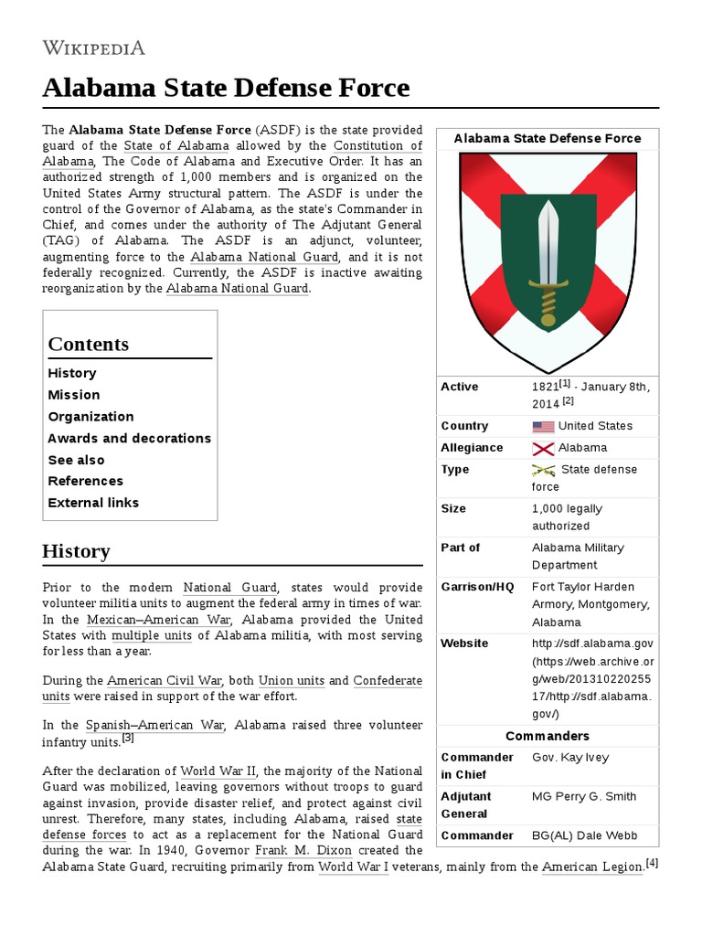 Alabama State Defense Force | PDF | Military Organization | Military Of ...