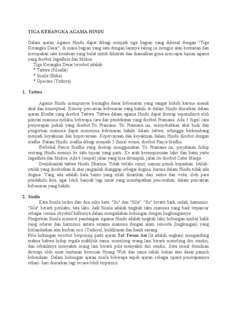 Tiga Kerangka Agama Hindu | PDF | Agama & Spiritualitas
