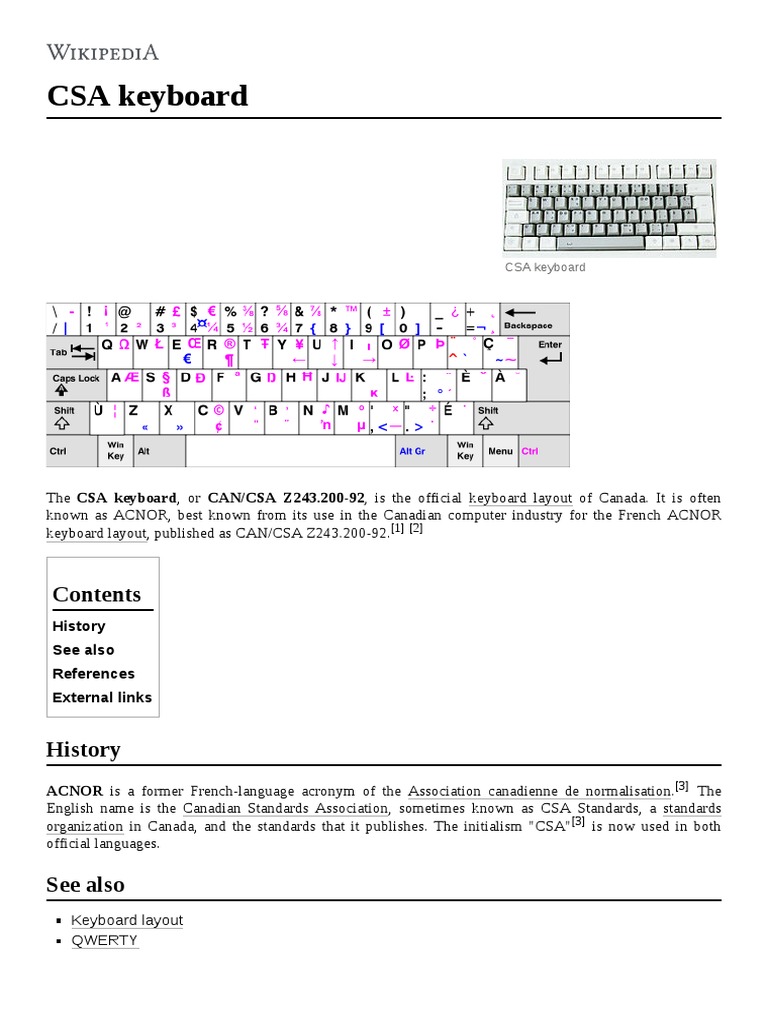 CSA Keyboard: History See Also References External Links | PDF ...