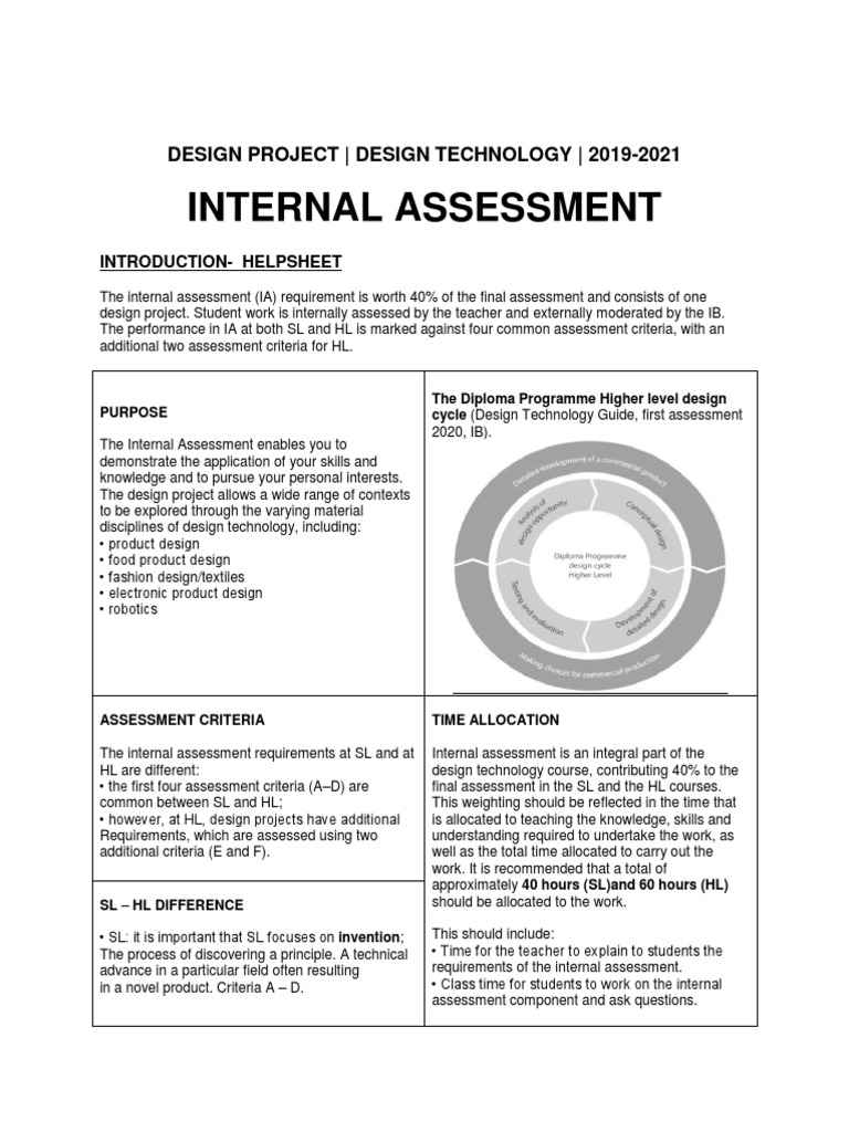 Internal Assessment Guide for Design Tech | PDF | Innovation ...