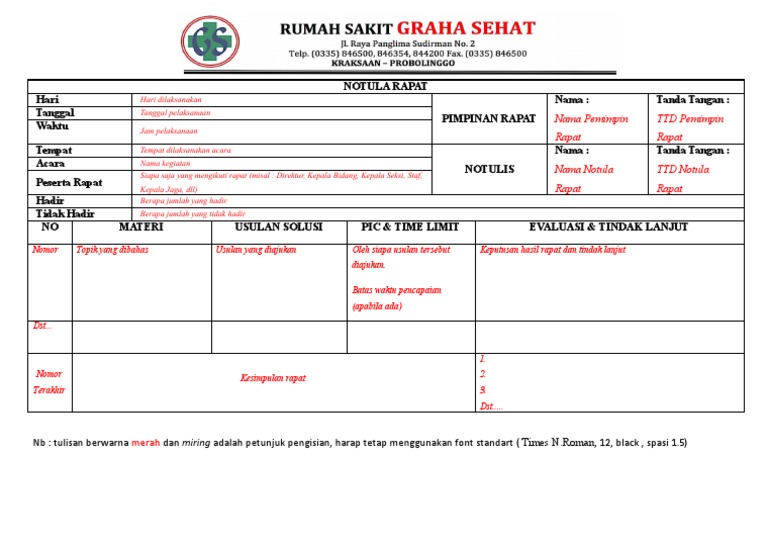 Contoh Notula Rapat | PDF
