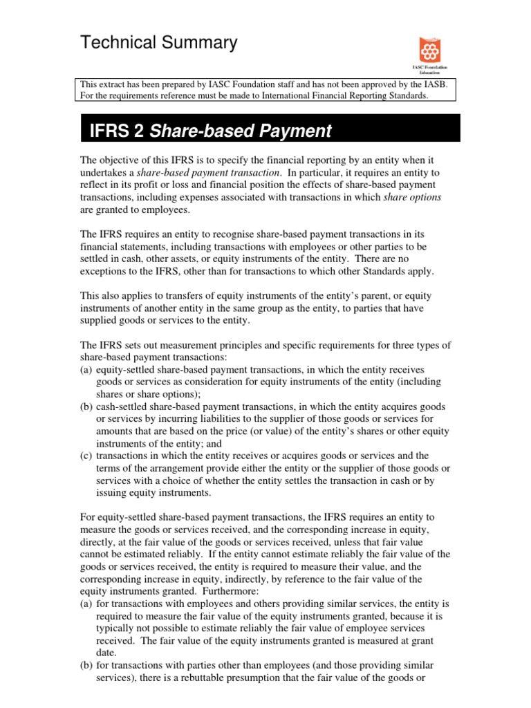 IFRS 2 Share-Based Payment | PDF