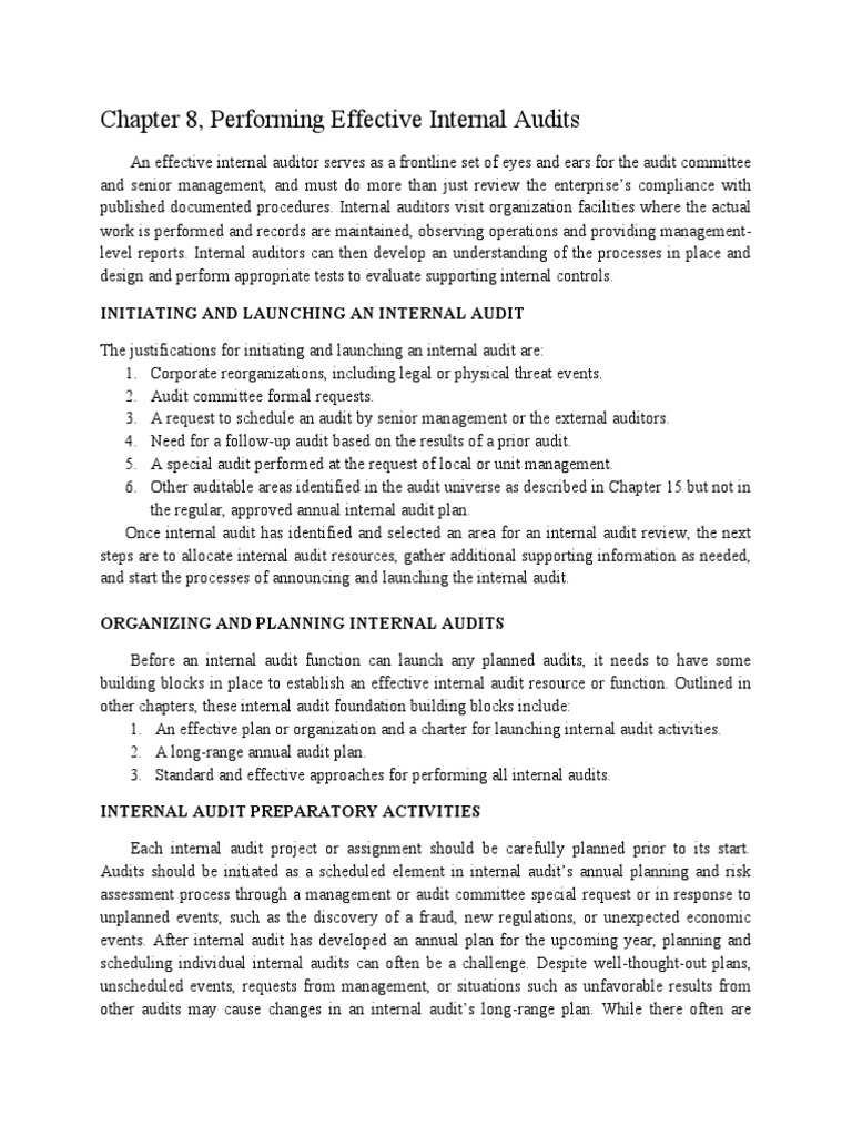 Performing Effective Internal Audits | PDF | Internal Audit | Audit Committee