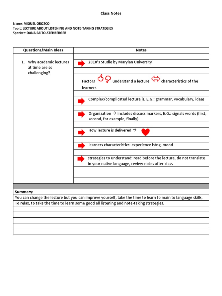 Final Note-Taking Assignment - Week 1 - Miguel Orozco PDF | PDF