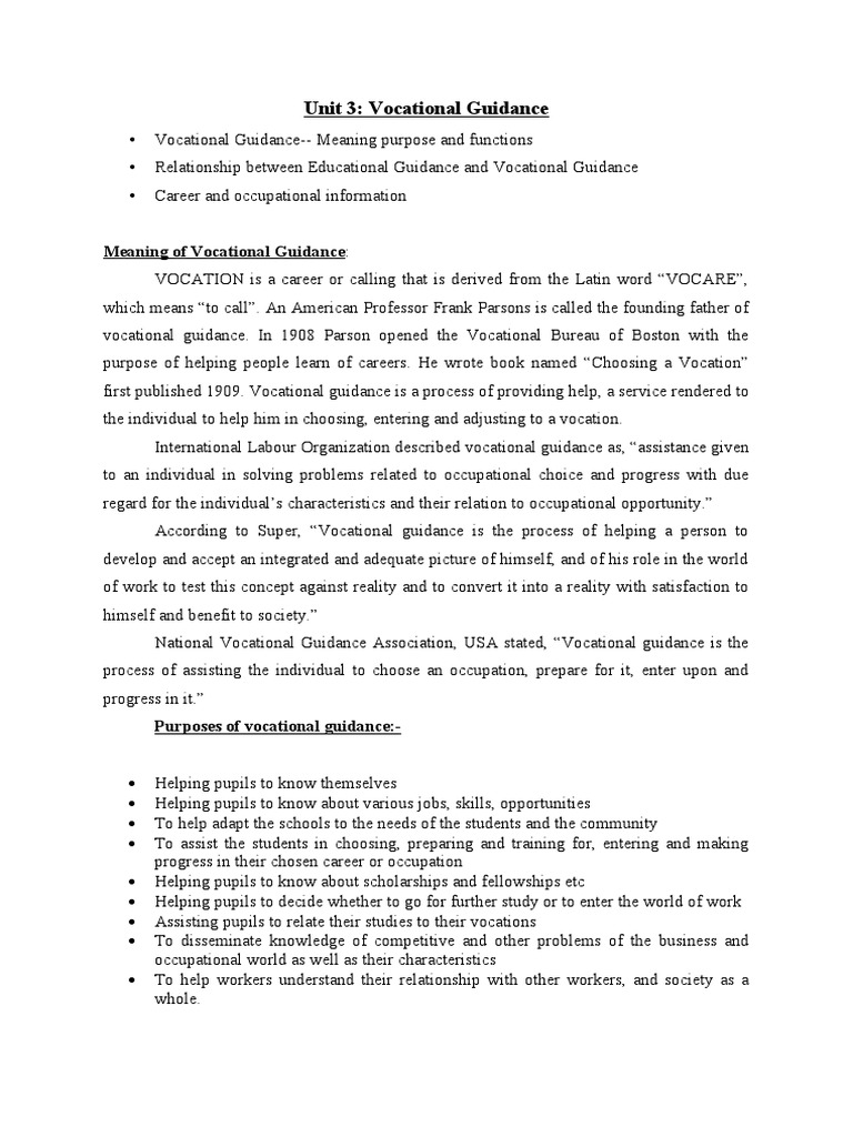 Unit 3: Vocational Guidance | PDF | Data | Vocational Education