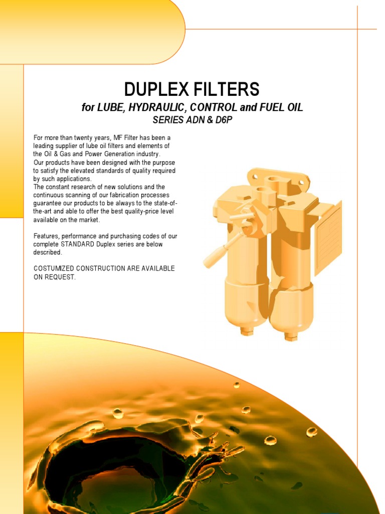 Duplex Filters Lube-Fuel Oil | PDF | Viscosity | Filtration