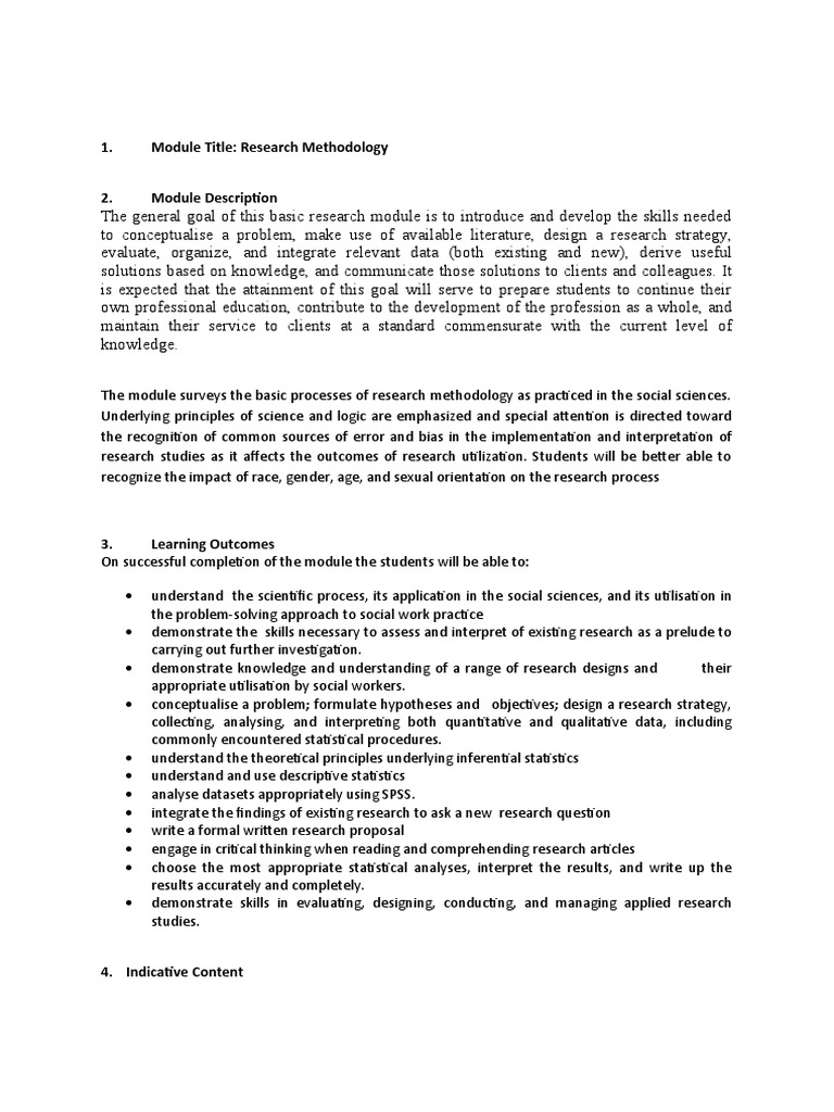 Module Title: Research Methodology | PDF | Statistics | Qualitative ...
