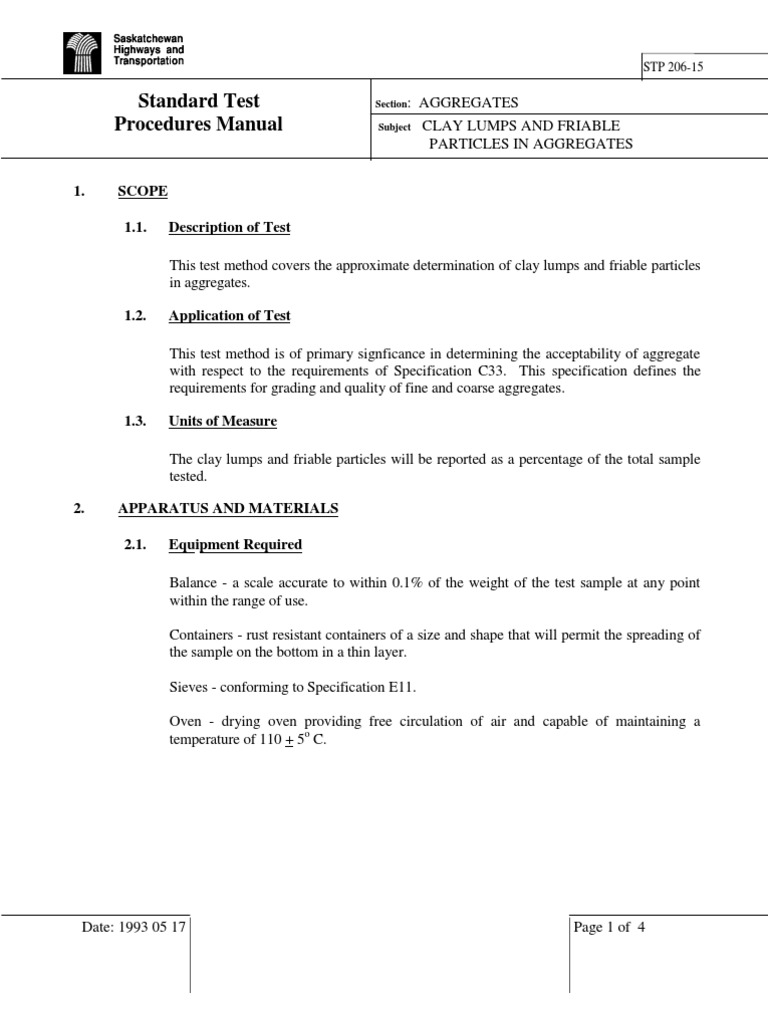 Clay Lumps and Friable Particles in Aggregates | Nature