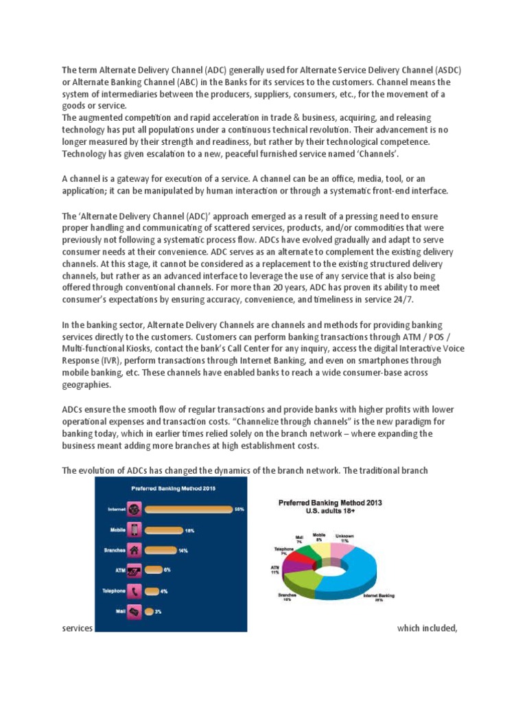 The Term Alternate Delivery Channel (ADC) Generally Used For Alternate ...