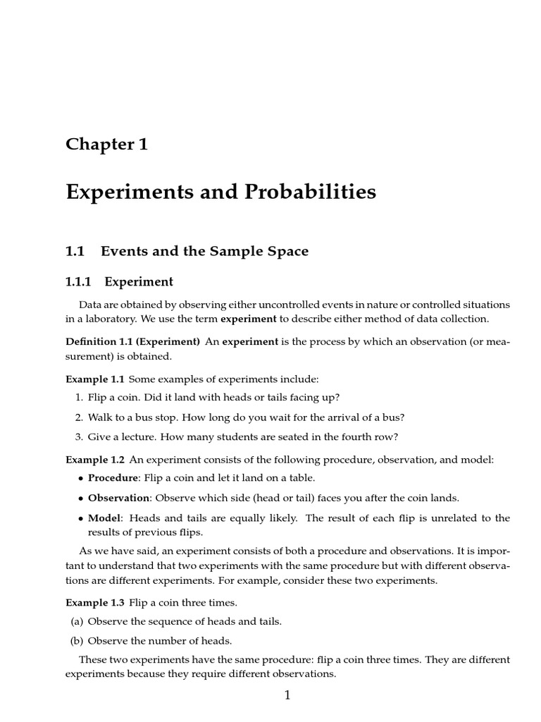Experiments and Probabilities: 1.1 Events and The Sample Space | Download Free PDF | Probability ...