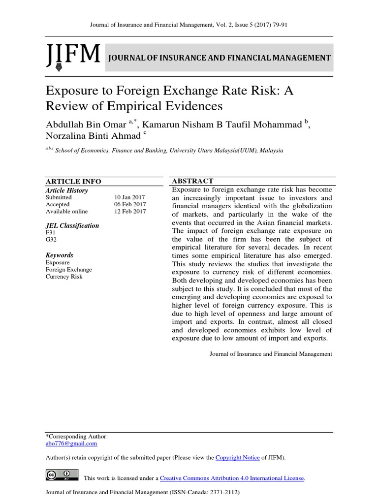 Exposure To Foreign Exchange Rate Risk: A Review of Empirical Evidences ...