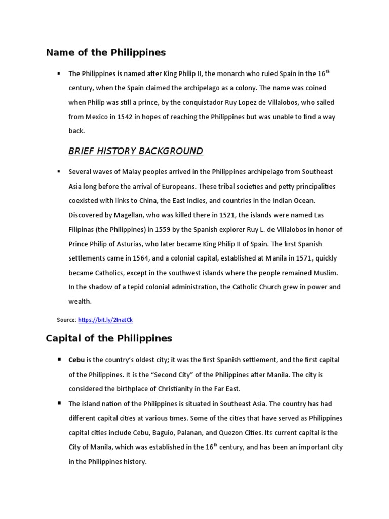 Name of The Philippines: Brief History Background | PDF | President Of ...