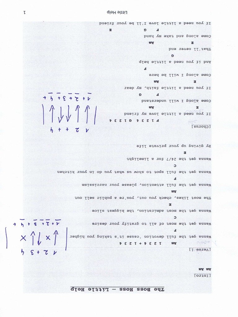The Boss Hoss Little - Help - 1 Chords Guitar Strumming | PDF