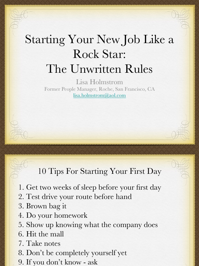 Starting Your New Job Like A Rock Star: The Unwritten Rules: Lisa ...