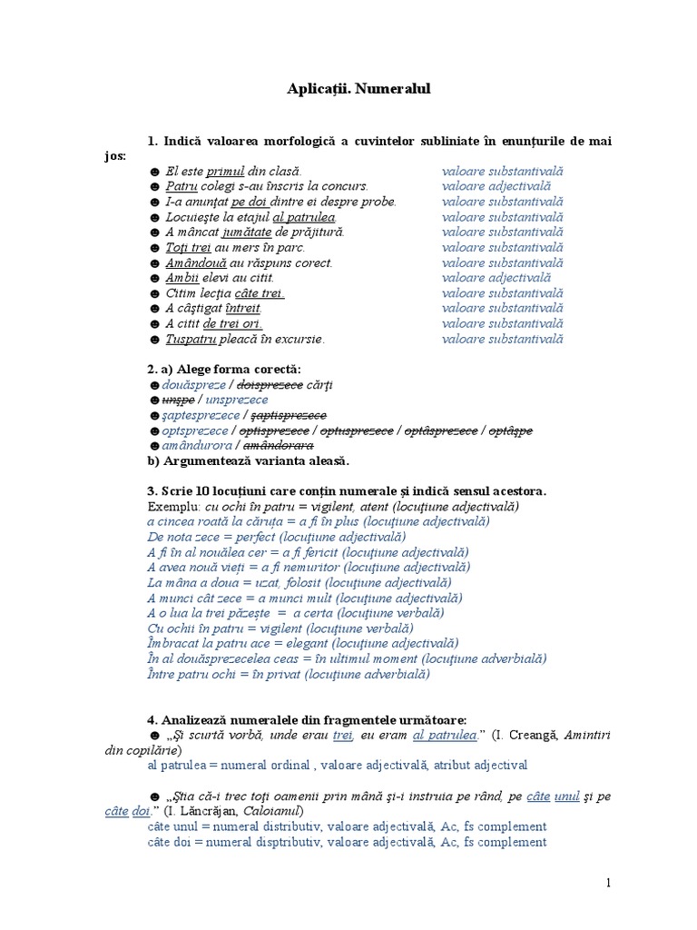 Aplicatii Numeralul | PDF