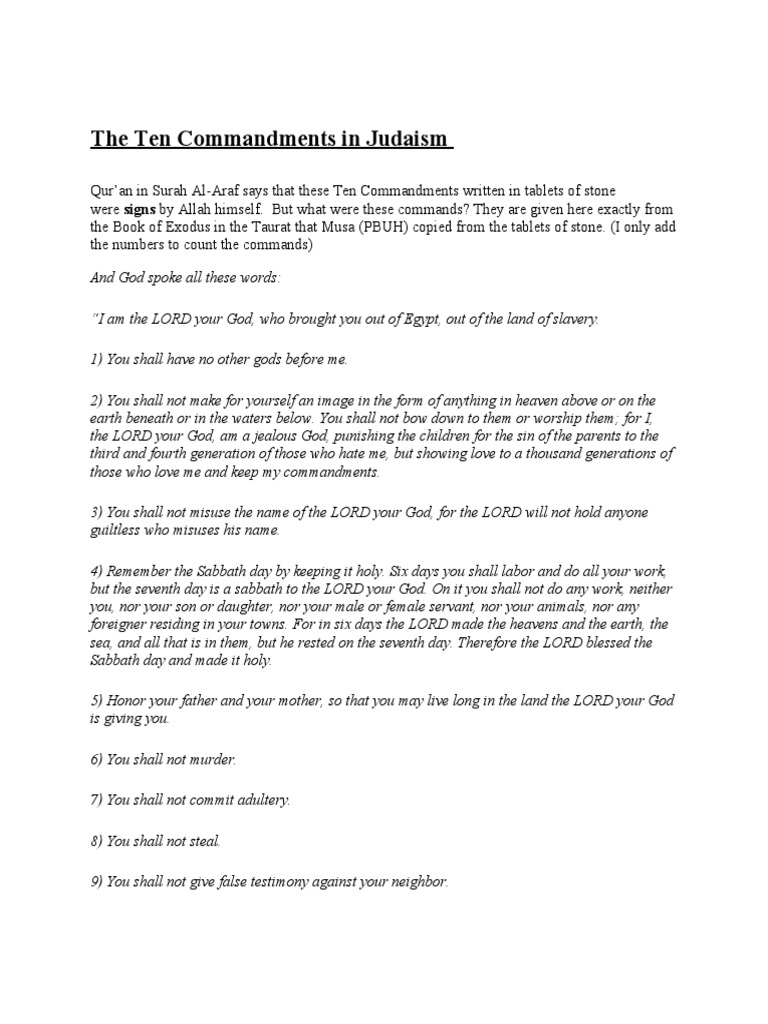 The Ten Commandments in Judaism | PDF | Ten Commandments | Book Of Exodus