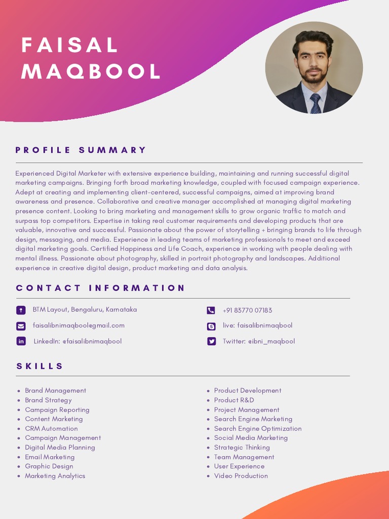 Resume - Faisal Maqbool | PDF | Digital Marketing | Customer Relationship Management
