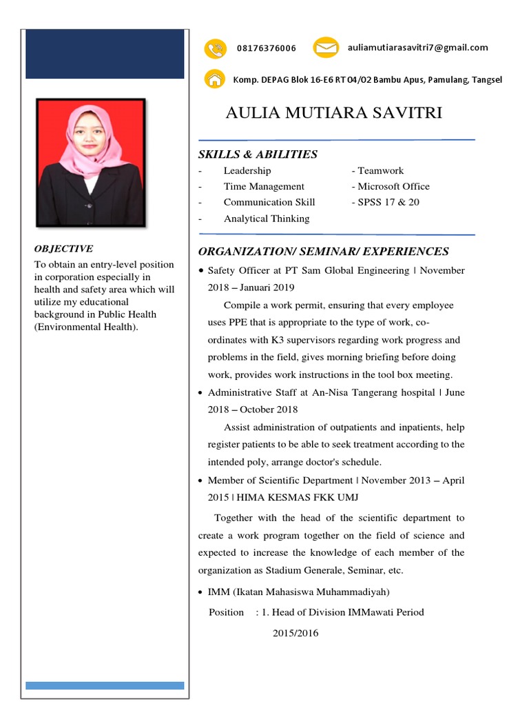 CV Aulia Mutiara S 2 Lembar PDF | PDF | Patient | Health Care