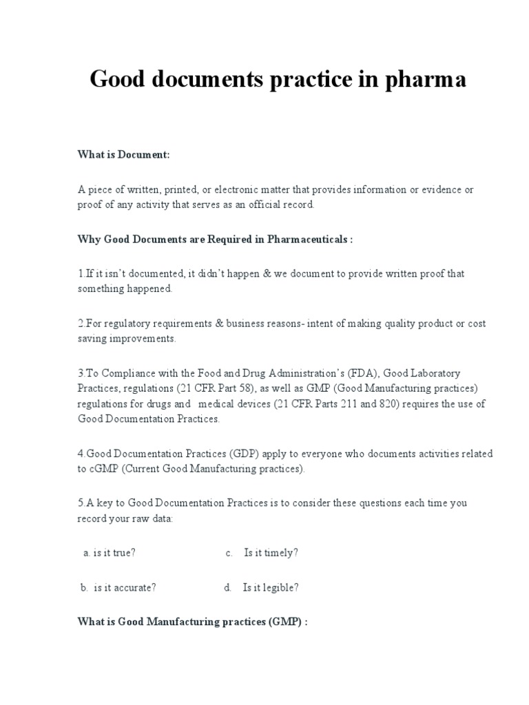 Good Documents Practice in Pharma | PDF | Business | Self-Improvement