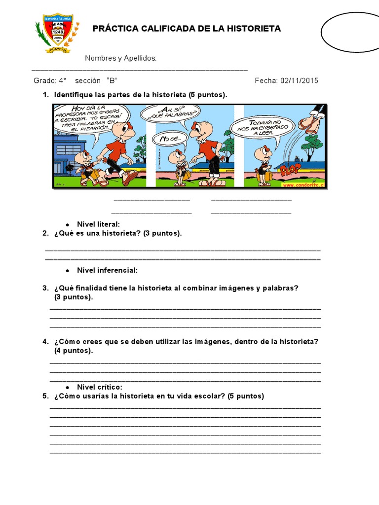 Práctica Calificada de La Historieta | PDF | Cómics | Dibujos animados