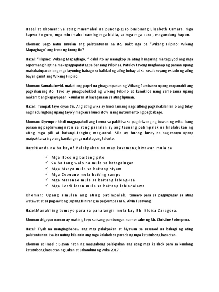 Script Buwan NG Wika | PDF