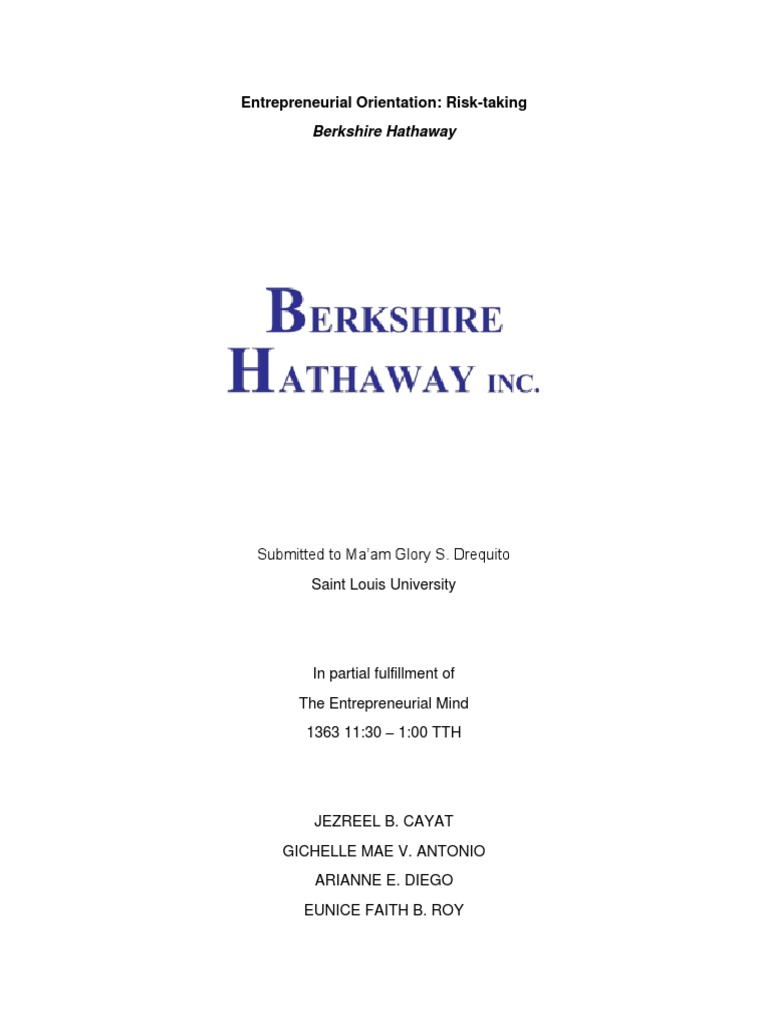 Berkshire Hathaway GENTREP 1363 | PDF | Berkshire Hathaway | Warren Buffett