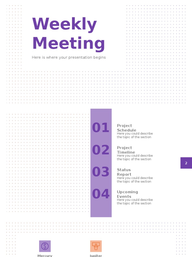 Weekly Meeting by Slidesgo | PDF | Planets | Mercury (Planet)