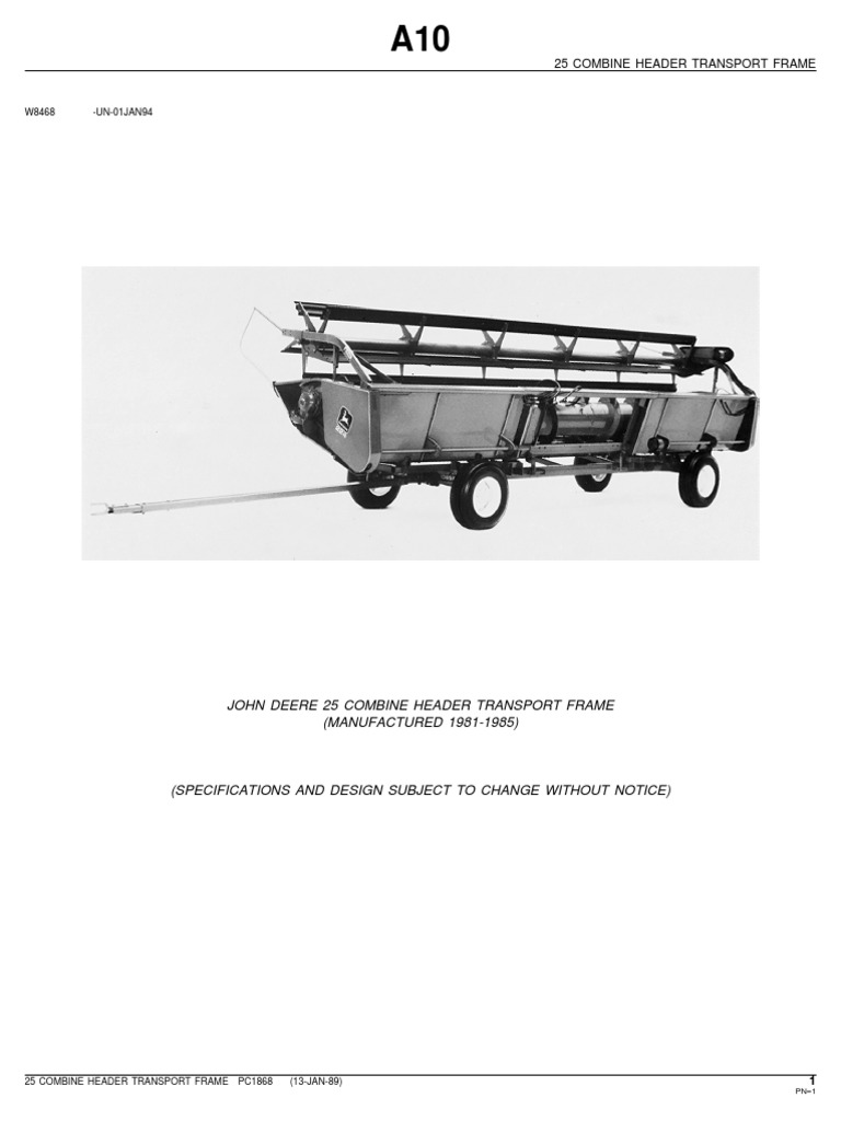 John Deere 25 Combine Header Parts | PDF | Vehicle Registration Plate ...