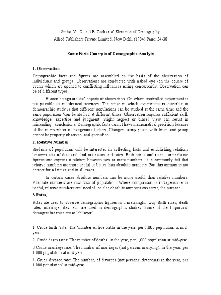 Basic Concepts of Demographic Analysis | PDF | Total Fertility Rate ...