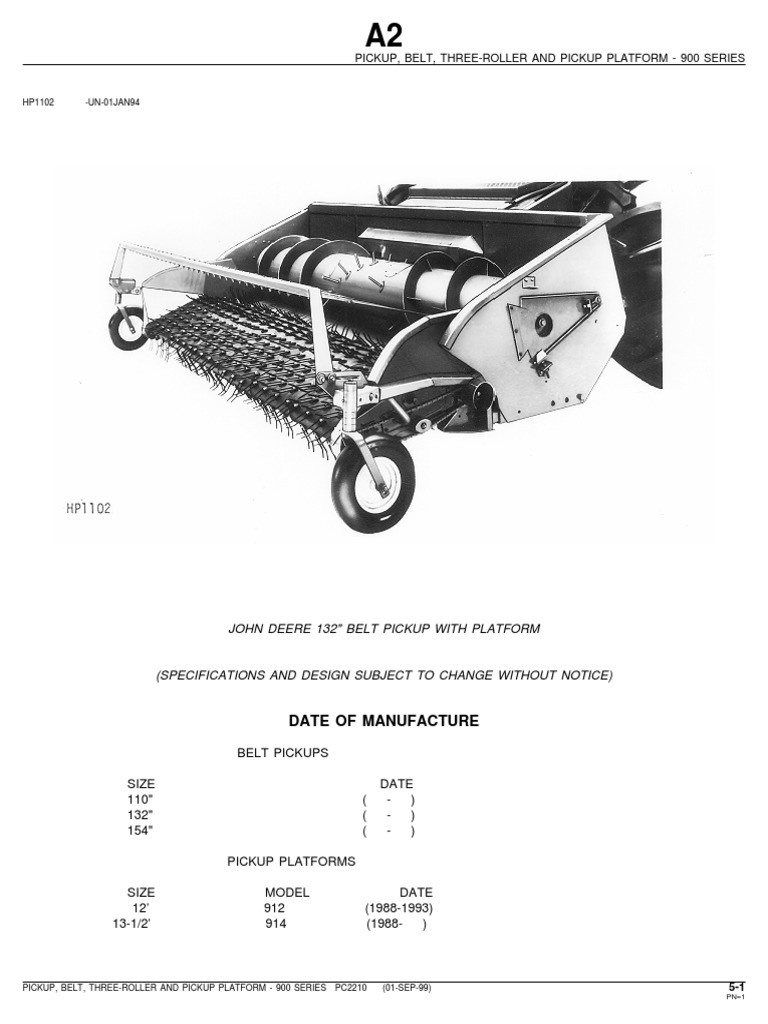 John Deere 132 BELT PICKUP WITH PLATFORM Parts Catalog | PDF | Screw ...
