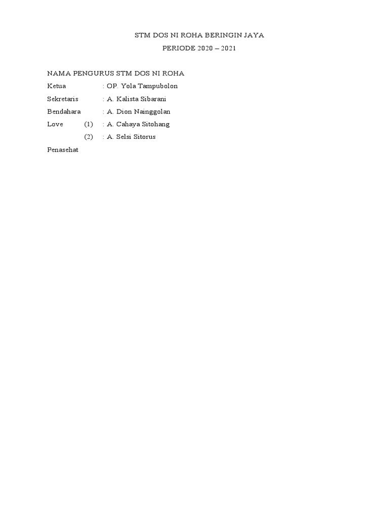 STM Dos Ni Roha Beringin Jaya | PDF