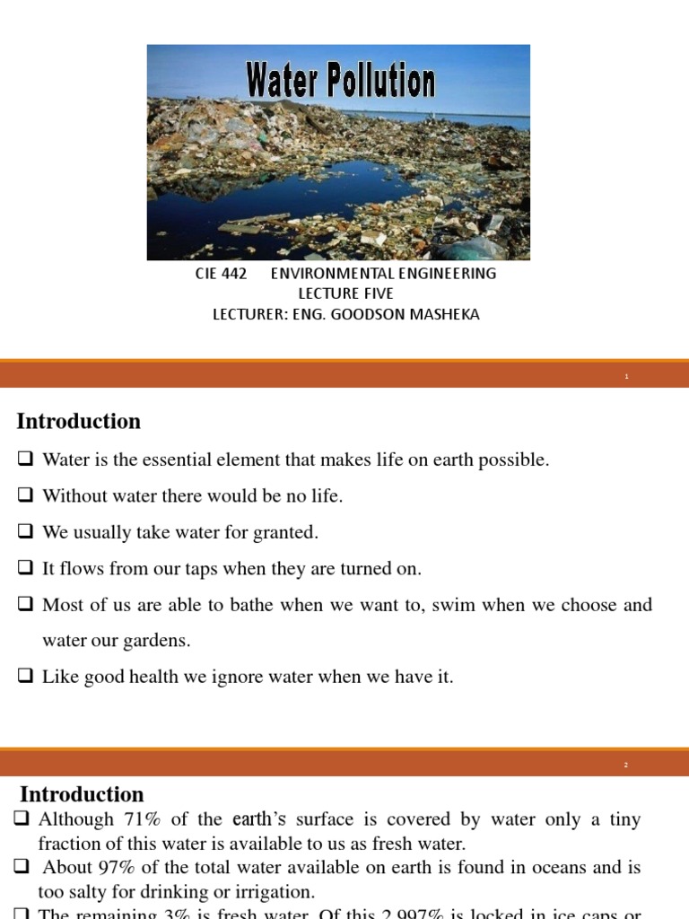 Water Pollution Lecture Notes Five CIE 442 (Edited) | PDF ...