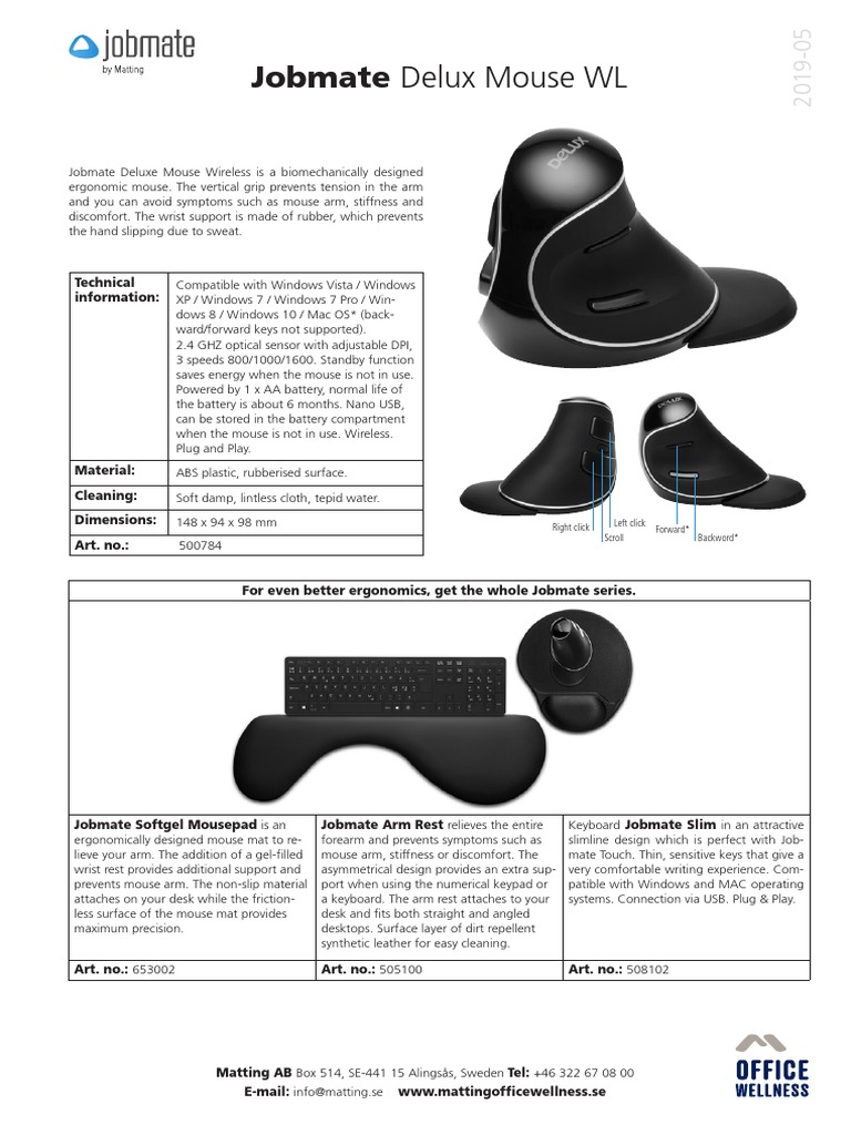 Jobmate Delux Mouse WL: Scroll Left Click Right Click Forward Backword ...