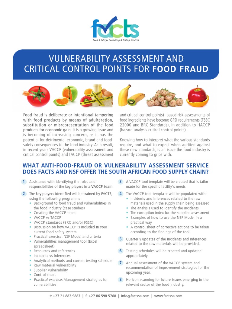 Vulnerability Assessment and Critical Control Points For Food Fraud | PDF | Hazard Analysis And ...