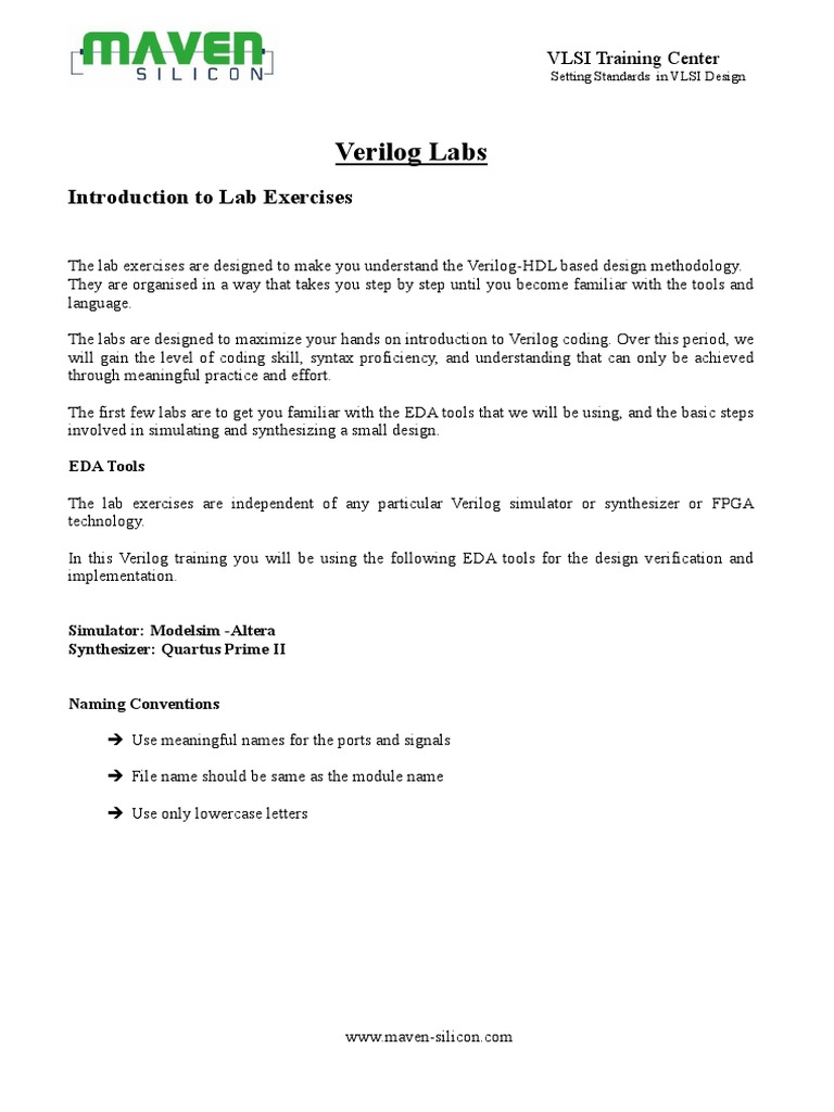 Verilog Labs: Introduction To Lab Exercises | PDF | Electronics ...