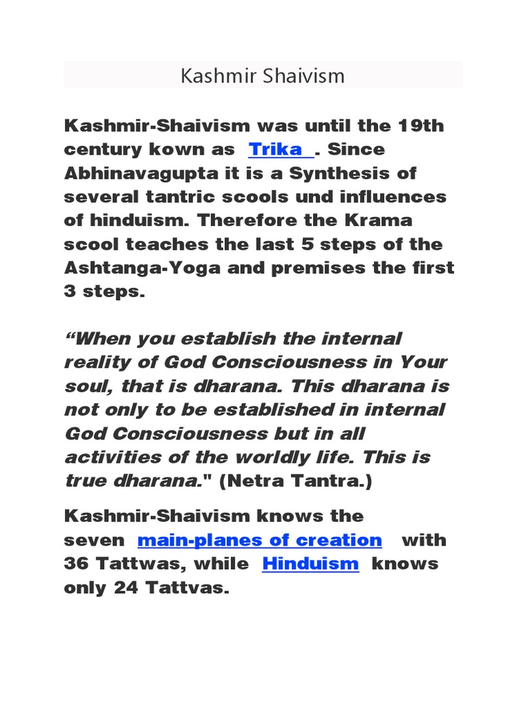 Kashmir Shaivism: Trika | PDF | Indian Philosophy | Ancient Indian ...