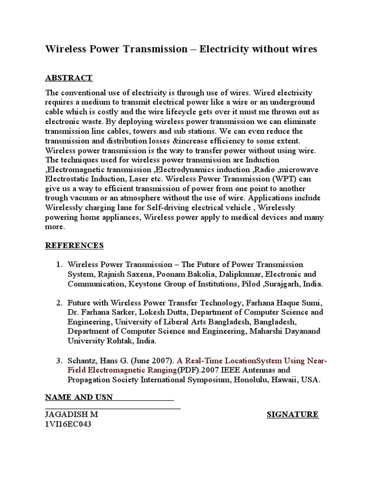 Wireless Power Transmission | PDF