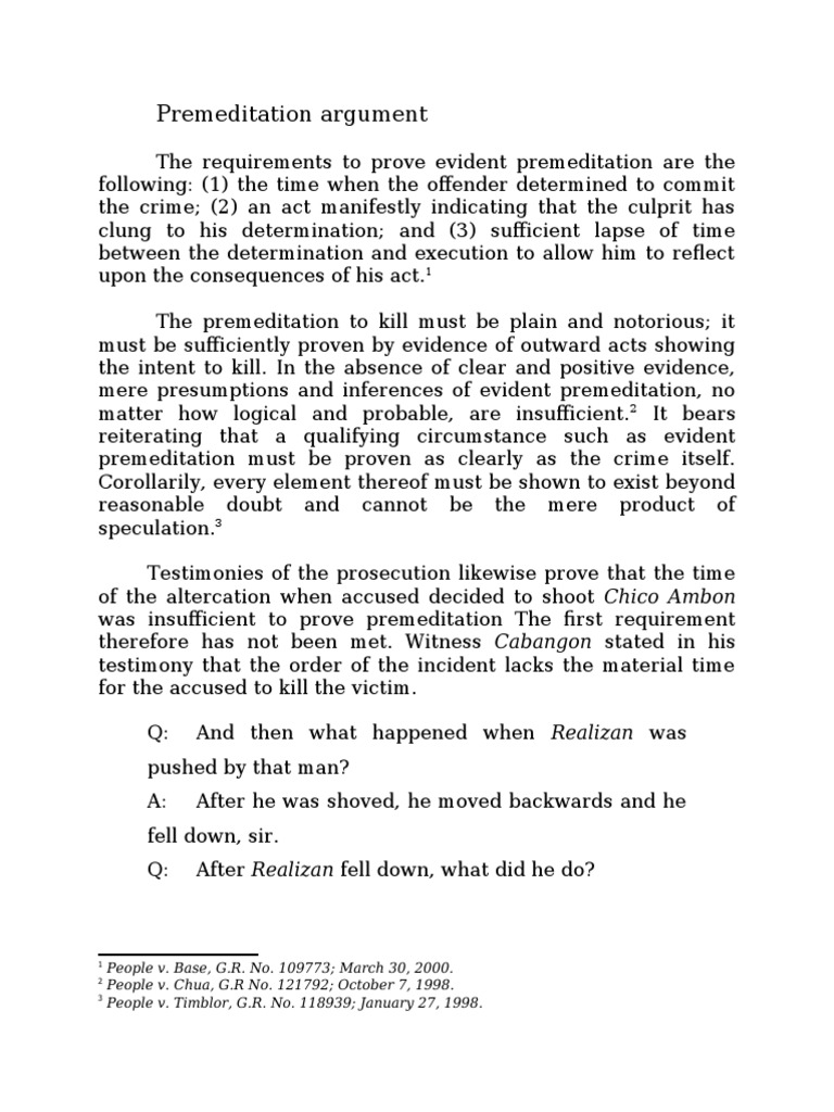 Premeditation Argument and Mitigating Circumstances | PDF | Mitigating Factor | Murder