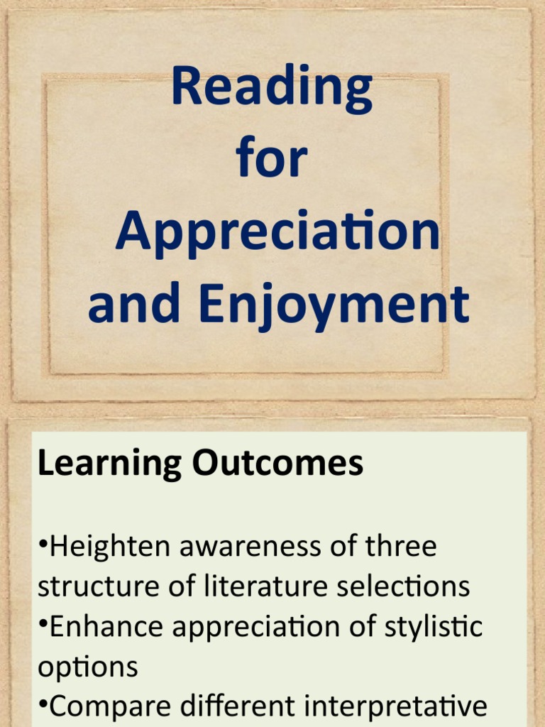 Type of Reading: Reading For Appreciation and Enjoyment | PDF | Poetry ...