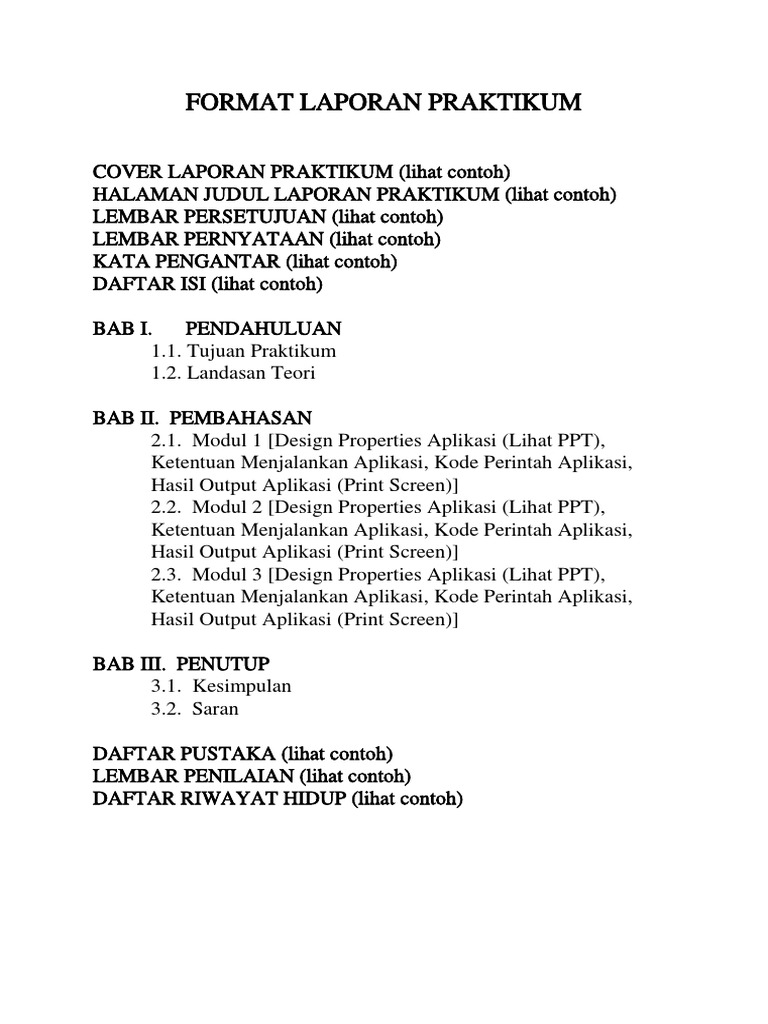 Contoh Format Laporan Praktikum Dasar Pemograman PDF | PDF