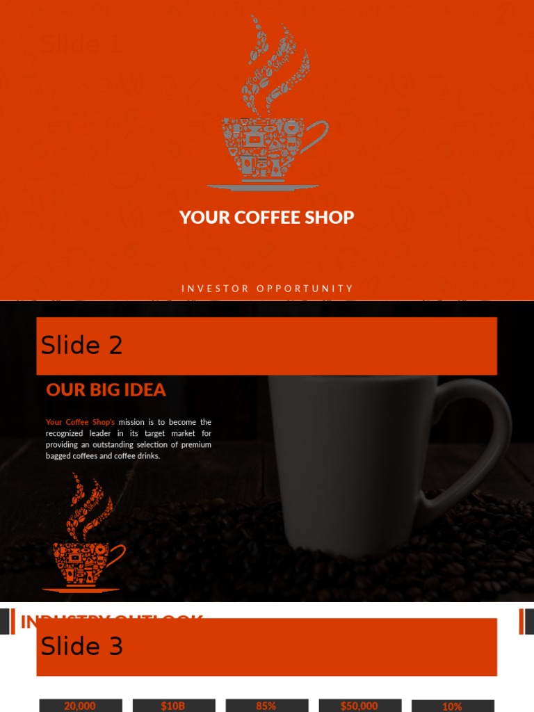 Investor Pitch Deck - Your Coffee Shop | PDF | Retail | Coffee