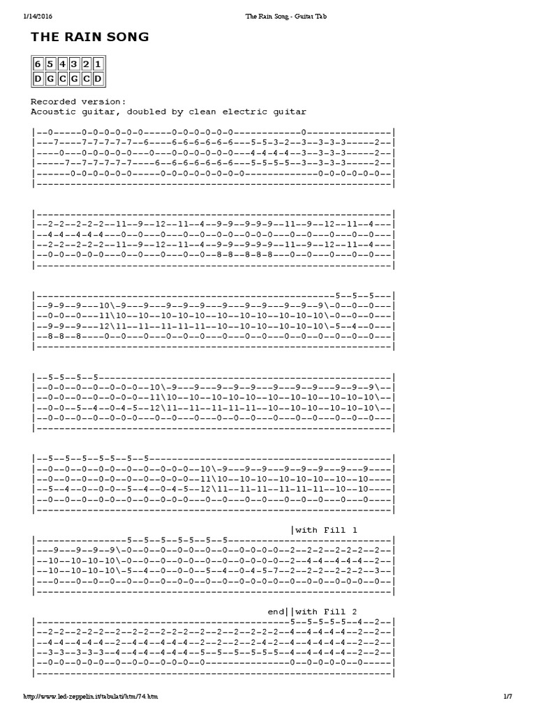 The Rain Song - Guitar Tab PDF | PDF | Guitars | Irish Musical Instruments