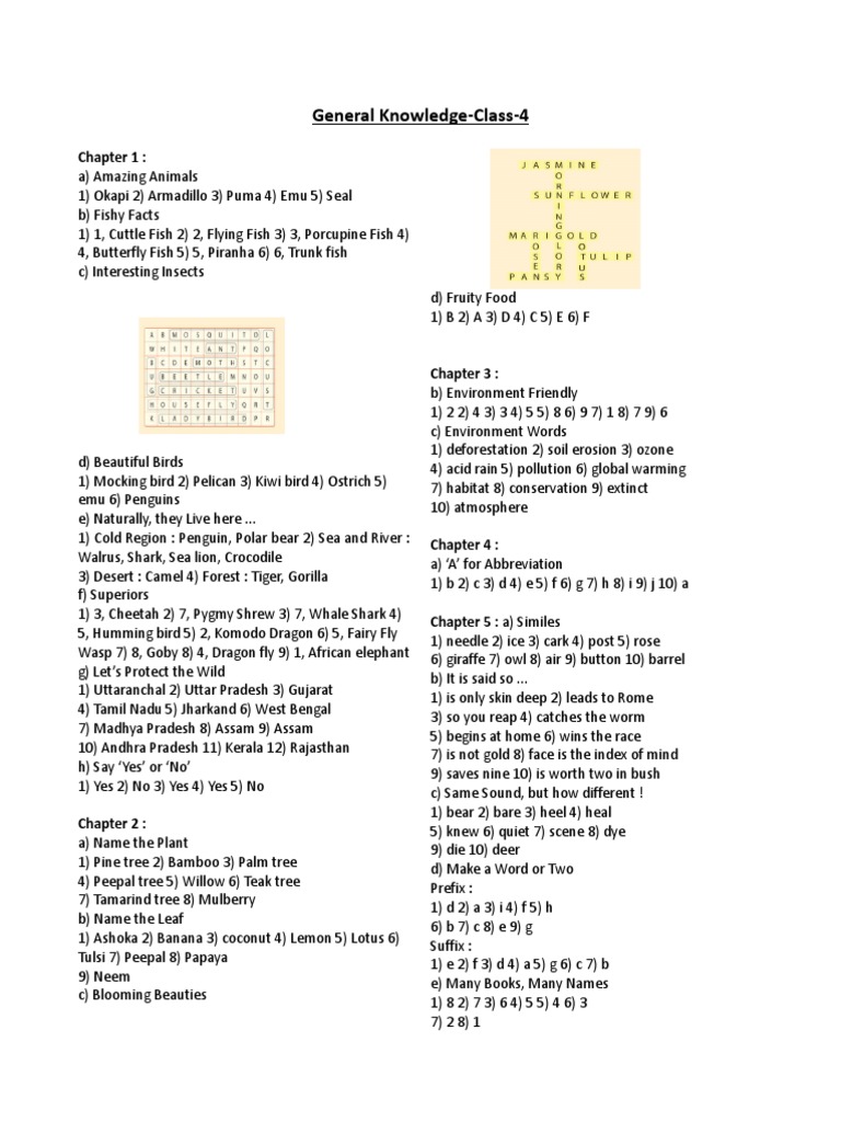General Knowledge-Class-4 | PDF | Nature