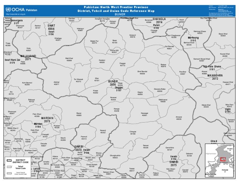 Buner Pakistan: North West Frontier Province District, Tehsil and Union ...