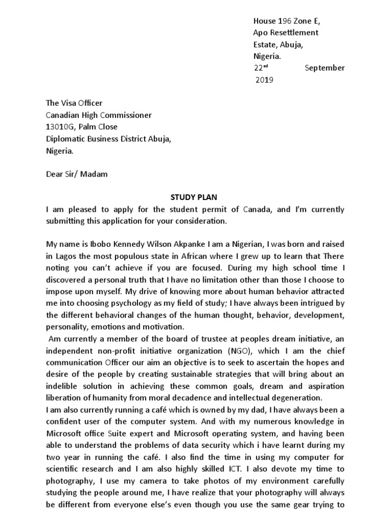 Study Permit Application for Canada | PDF | Nigeria | Ethnic Groups